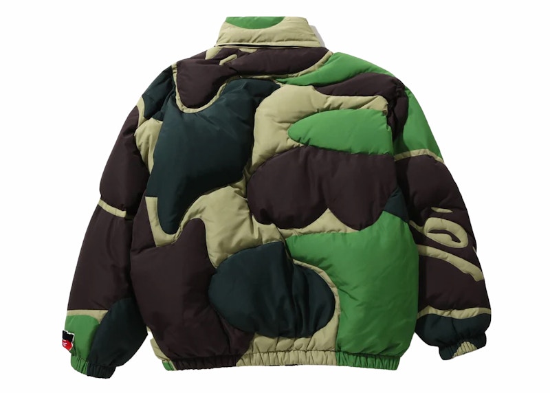 BAPE Mega ABC Camo Detachable Hoodie Puffer Down Jacket Green Men's ...