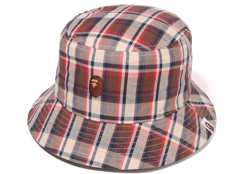 BAPE Mini Bape Check Bucket Hat Red Men's - SS23 - US
