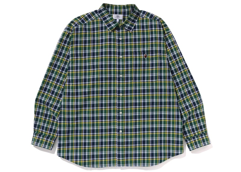 BAPE Mini Bape Check Loose Fit Shirt Green Men's - SS23 - US