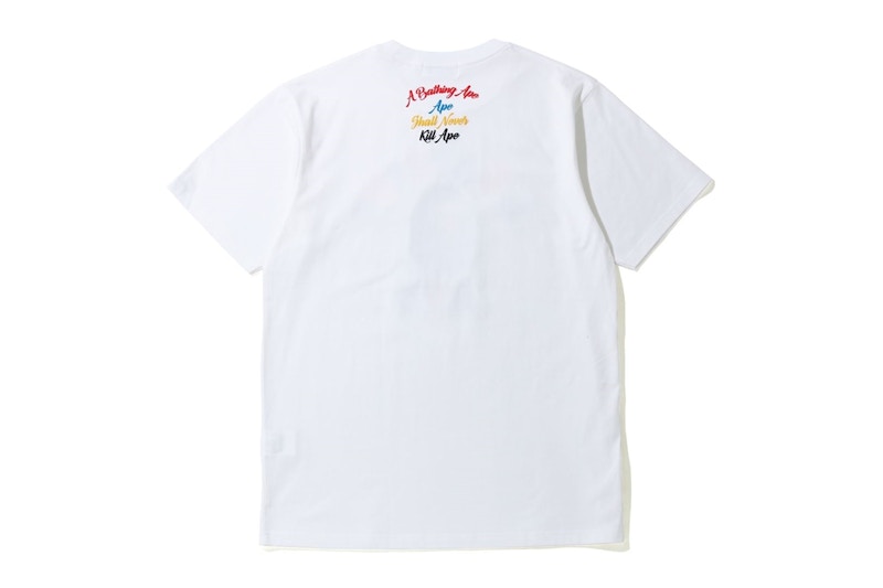 BAPE Multi Color Letters College Tee White Men's - SS20 - US