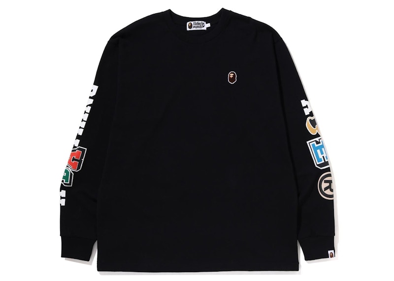 BAPE Multi Fonts Relaxed Fit Heavyweight L/S Tee Black Men's - FW21 - US