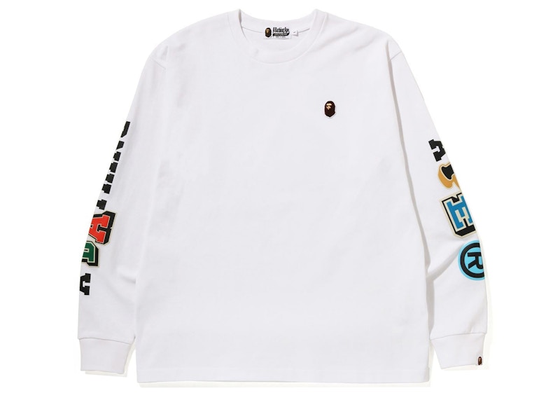 BAPE Multi Fonts Relaxed Fit Heavyweight L/S Tee White Men's - FW21 - US