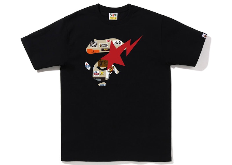 BAPE Multi Label Ape Face Tee Black Men's - FW22 - US