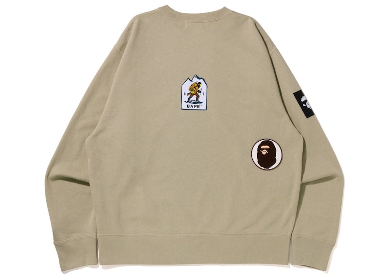 BAPE Multi Label Relaxed Fit Crewneck Beige Men's - FW22 - US