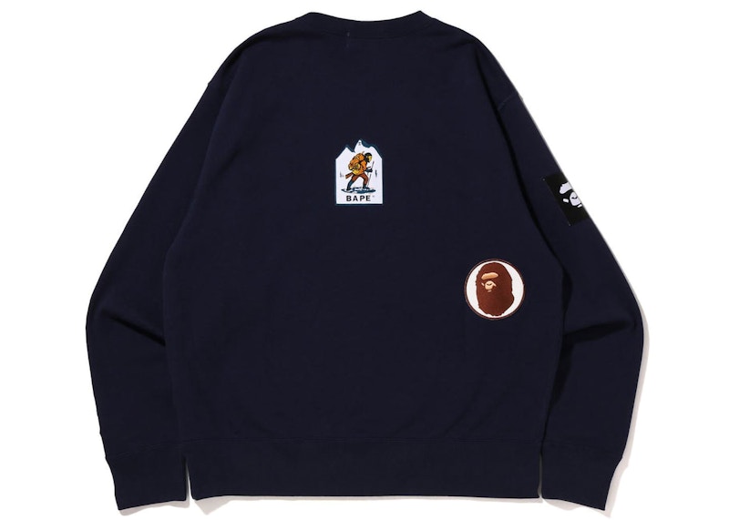 BAPE Multi Label Relaxed Fit Crewneck Navy Men's - FW22 - US