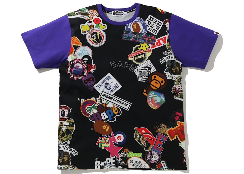 BAPE Multi Motif Print Relaxed Tee Purple - SS21 Men's - US
