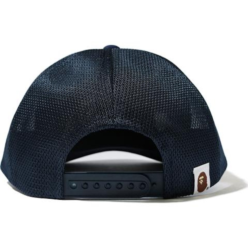 BAPE NYC Logo Crystal Stone Mesh Cap Navy - FW20
