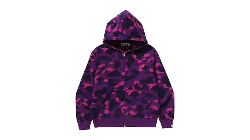 BAPE One Point Color Camo Cropped Full Zip Hoodie Purple Men's - FW25 - US