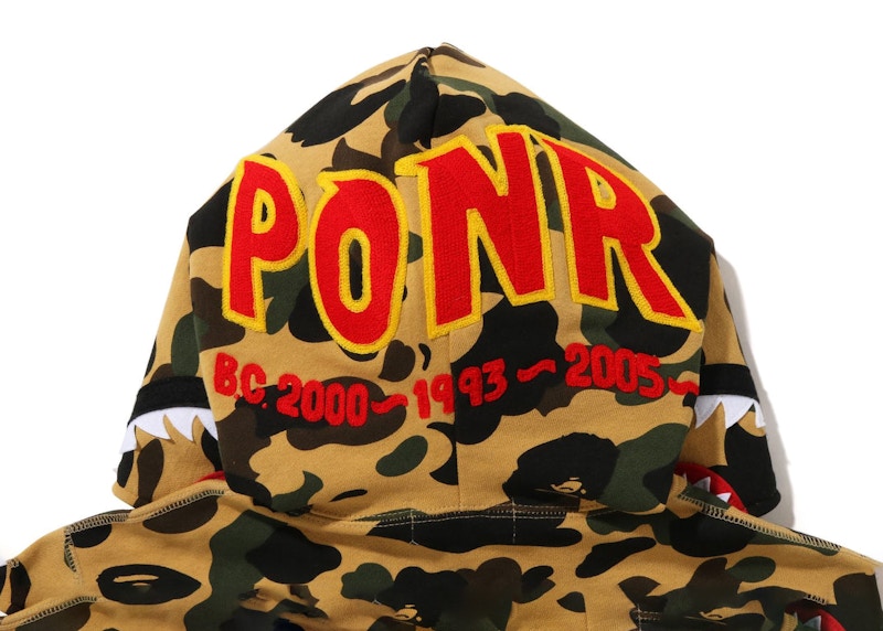 BAPE PONR 1St Camo Shark Full Zip Hoodie Yellow Men's - FW22 - US