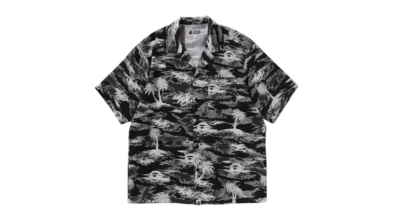 BAPE Palm Tree Camo Open Collar Pocket SS Shirt Black Men's - SS25 - US