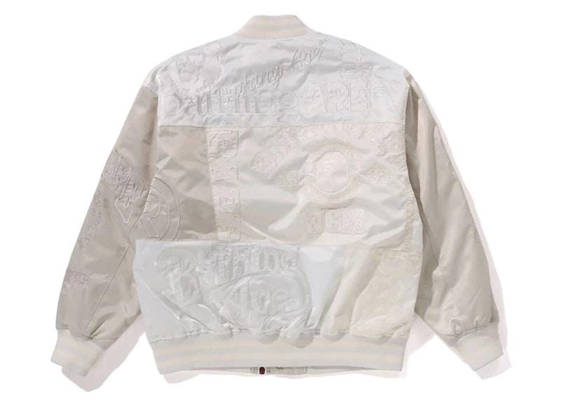 BAPE Patchwork Varsity Jacket Ivory Men's - SS24 - US