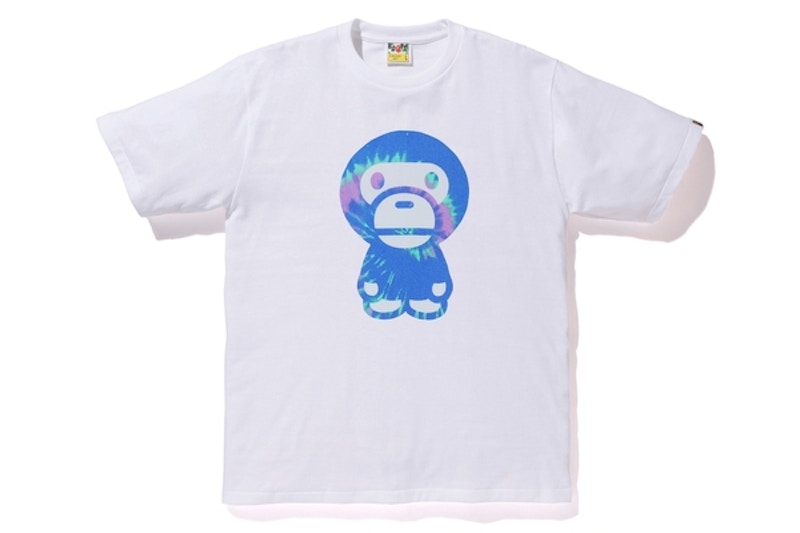 BAPE Pigment Tie Dye Big Baby Milo Tee White/Blue Men's - SS19 - US