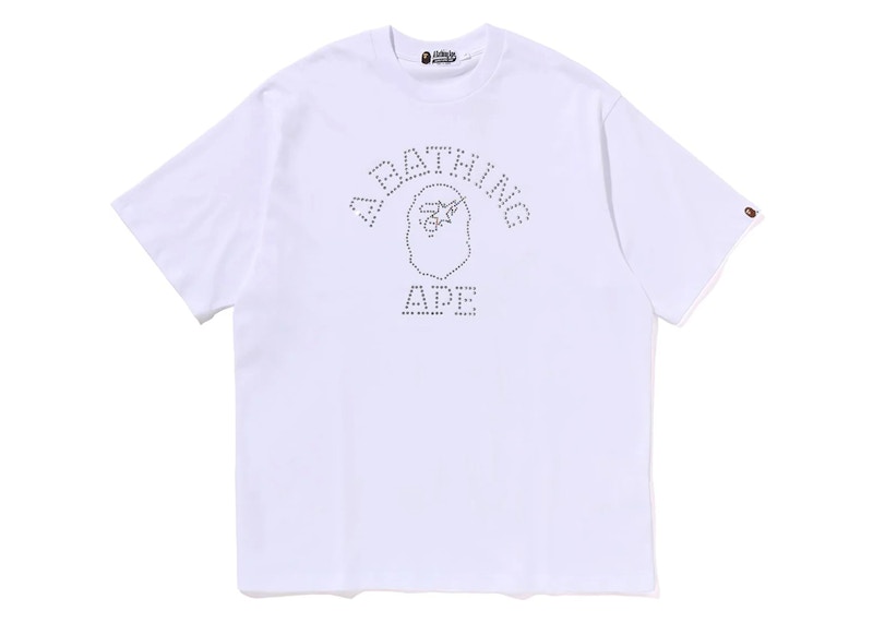 BAPE Rhinestone College Relaxed Fit Tee White Men's - SS24 - US BAPE Rhinestone College Relaxed Fit Tee White Men's - SS24 - US