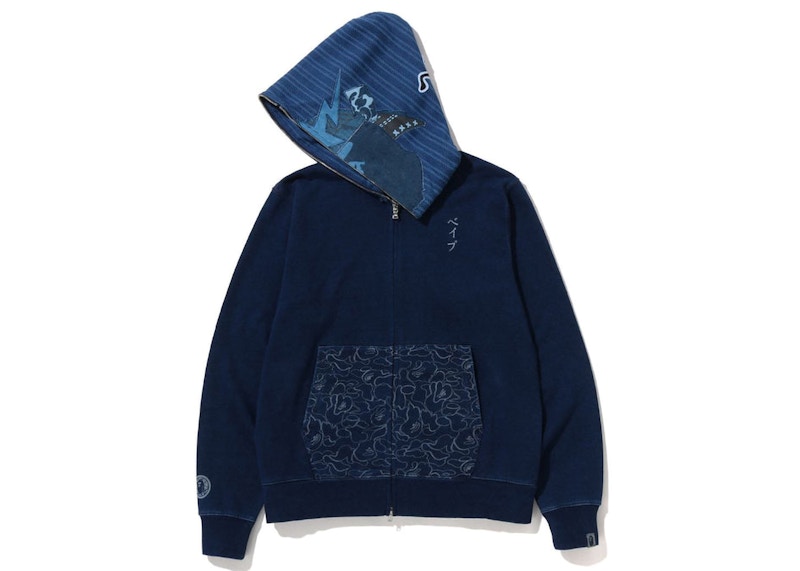 BAPE Samurai Indigo Full Zip Hoodie Indigo Men's - FW22 - US