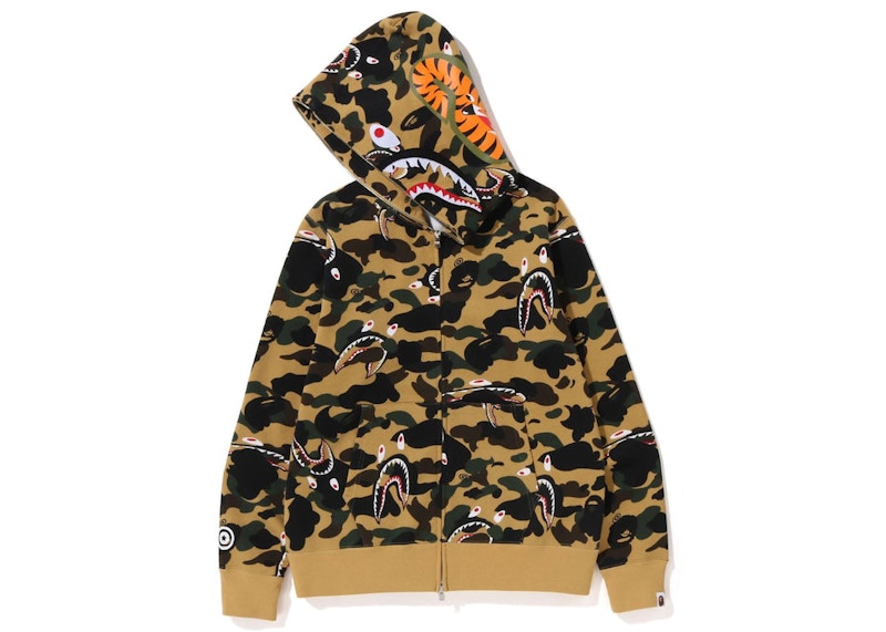 BAPE Shark 1St Camo Shark Full Zip Hoodie (SS23) Yellow Men's - SS23 - US