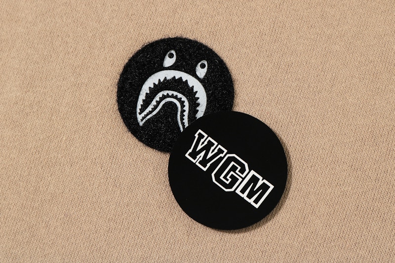 BAPE Shark Emblem Pullover Hoodie Beige Men's - FW19 - US