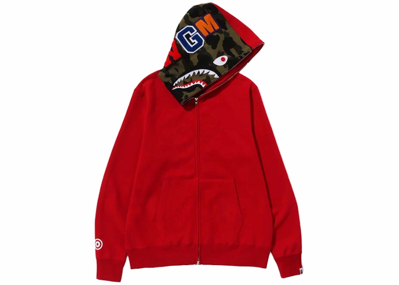 BAPE Shark Full-Zip Hoodie (FW23) Red Men's - FW23 - US