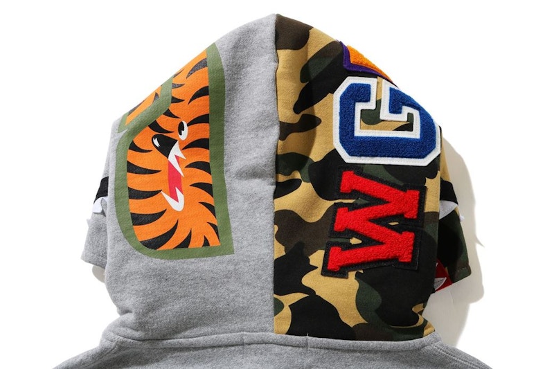 BAPE Shark Half Zip Pullover Hoodie Gray - FW20