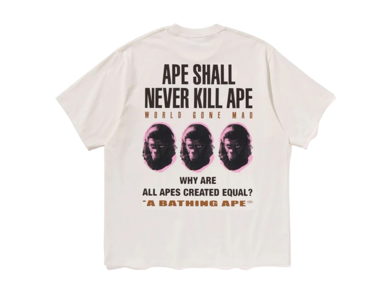 BAPE Slogan Relaxed Fit Tee Ivory Men's - SS25 - US