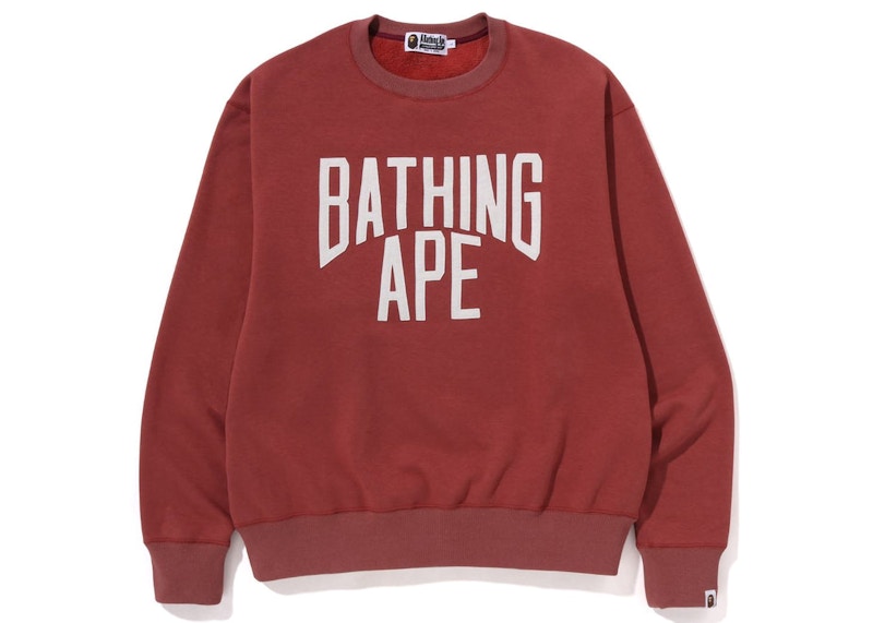 BAPE Smooth NYC Logo Relaxed Fit Crewneck Burgundy - SS23 - US