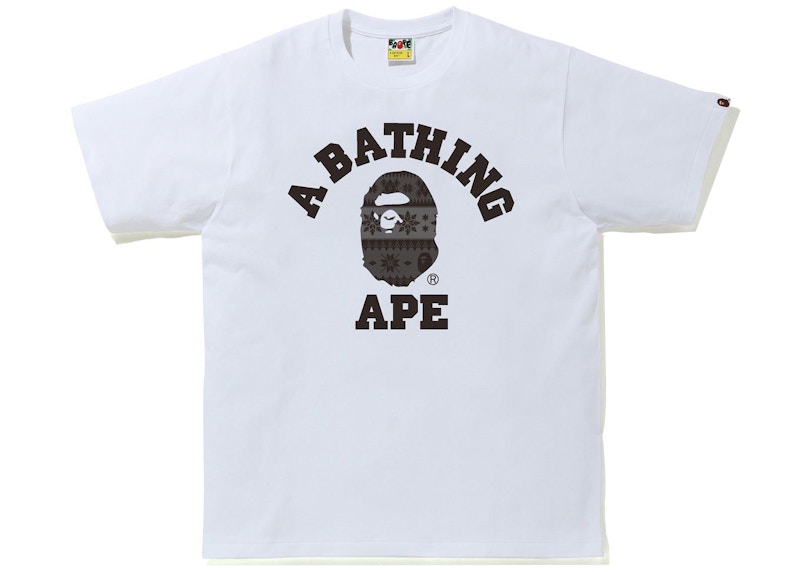 BAPE Snow Pattern College Tee White/Black Men's - FW21 - US