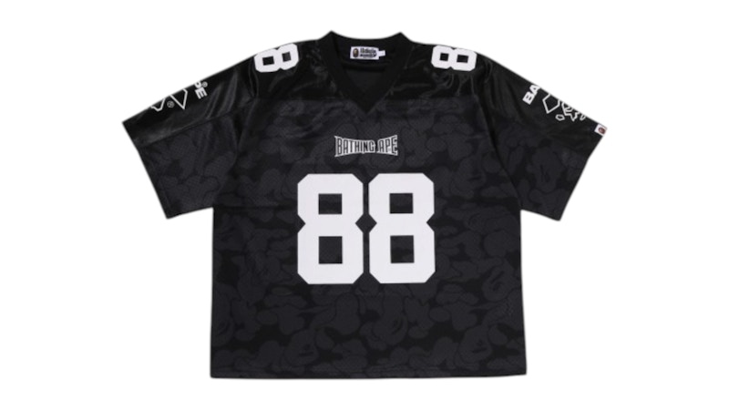 BAPE Solid Camo Multi Logo Relaxed Fit Football Jersey T-shirt Black ...