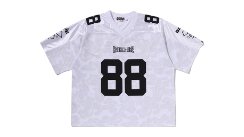BAPE Solid Camo Multi Logo Relaxed Fit Football Jersey T-shirt White ...