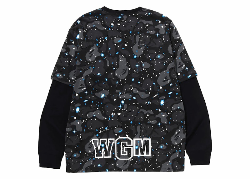 BAPE Space Camo Shark Layered Long Sleeve Tee Black Men's - SS24 - US