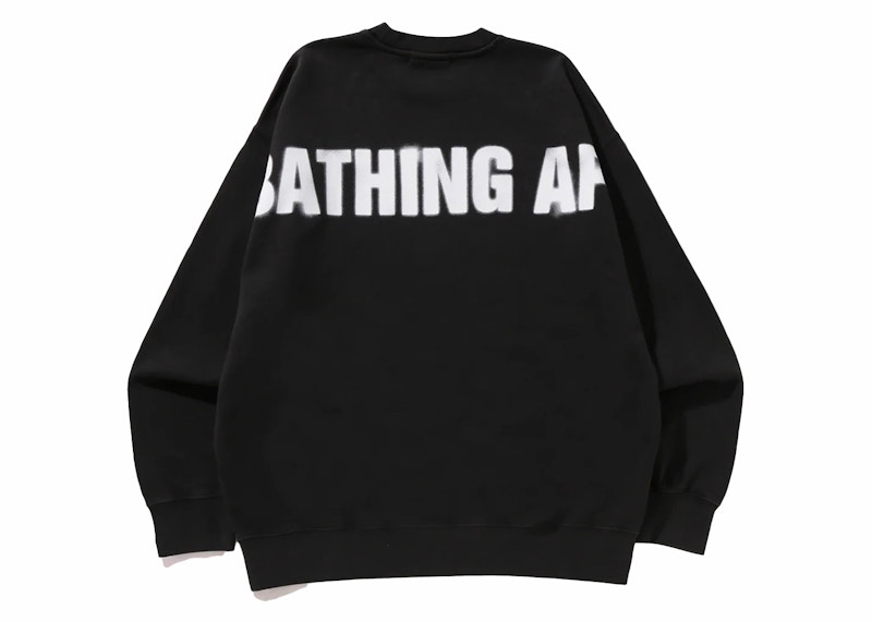 BAPE Spray Ape Head Garment Dyed Crewneck Black Men's - SS24 - US
