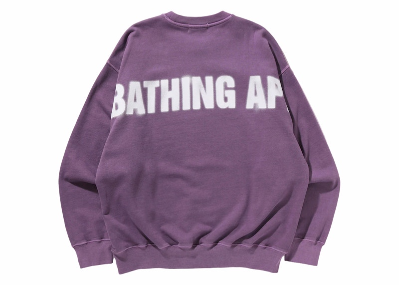 BAPE Spray Ape Head Garment Dyed Crewneck Purple Men's - SS24 - US