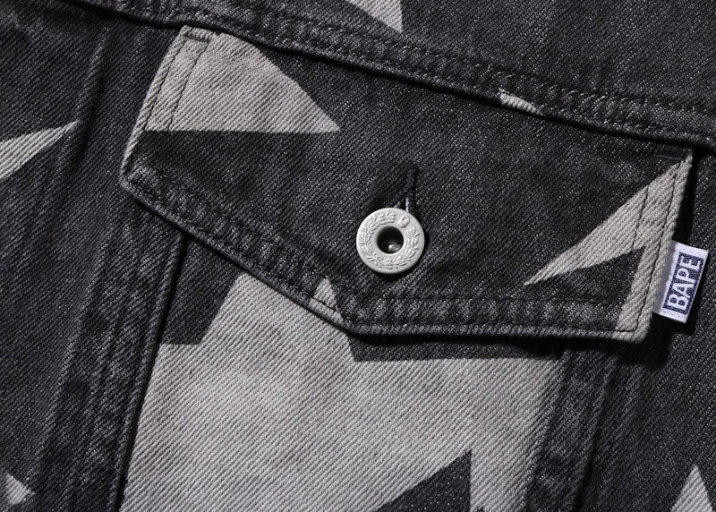 BAPE Sta Pattern Loose Fit Denim Jacket Black Men's - SS22 - US