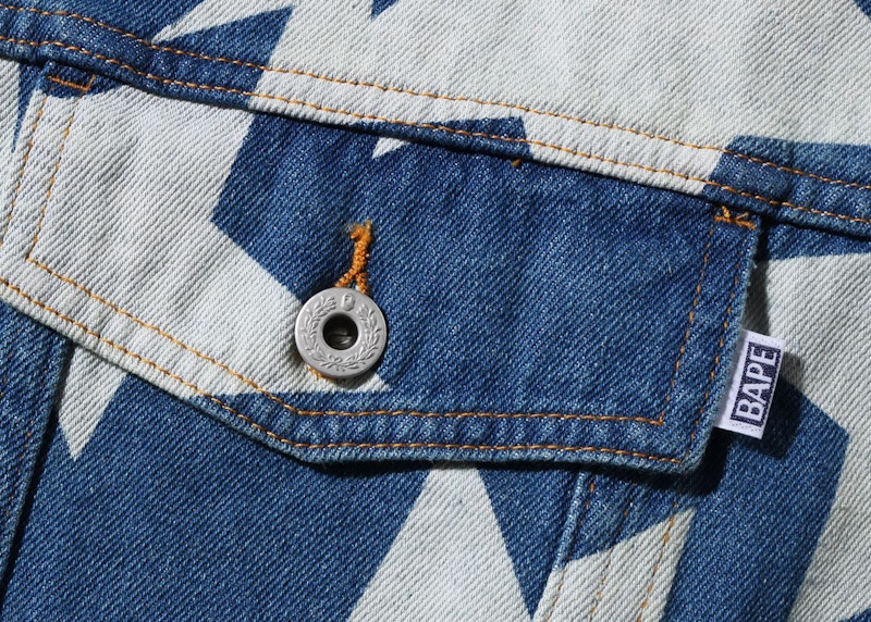 BAPE Sta Pattern Loose Fit Denim Jacket Indigo Men's - SS22 - US