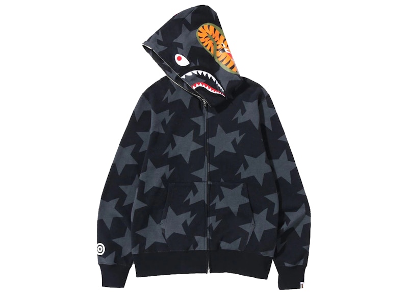 BAPE Sta Pattern Shark Full Zip Hoodie Black Men's - SS22 - US