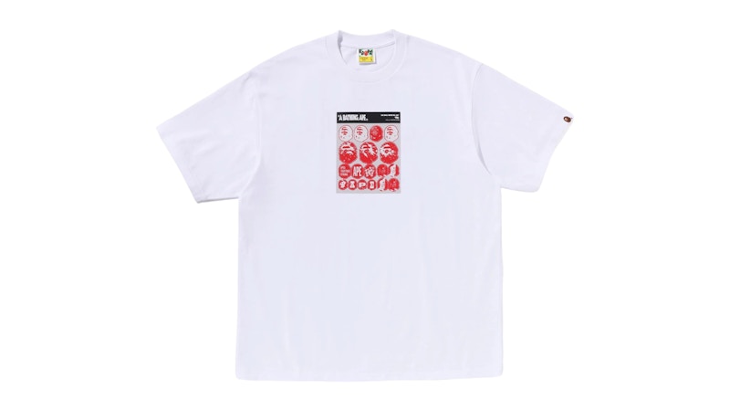 BAPE Sticker Graphic Relaxed Fit Tee White Men's - SS25 - US