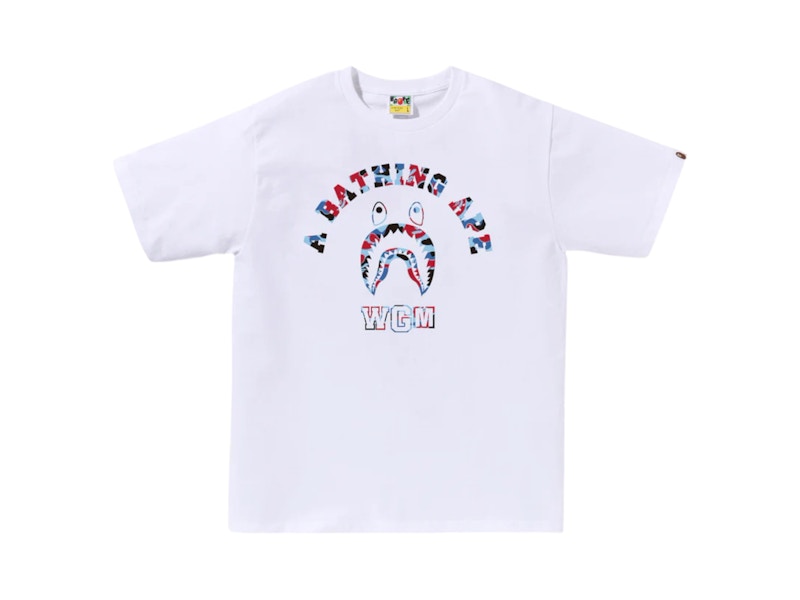 BAPE Store Chicago Shark College Tee White Men's - FW24 - US