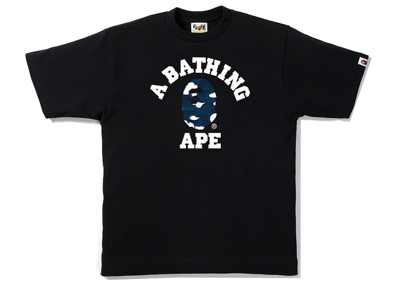 BAPE Stripe ABC Camo College Tee Black/Navy Men's - SS21 - US