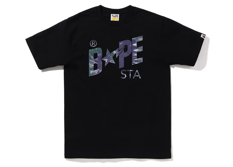 BAPE Tie Dye Bape Sta Logo Tee Black Purple Men's - FW22 - US
