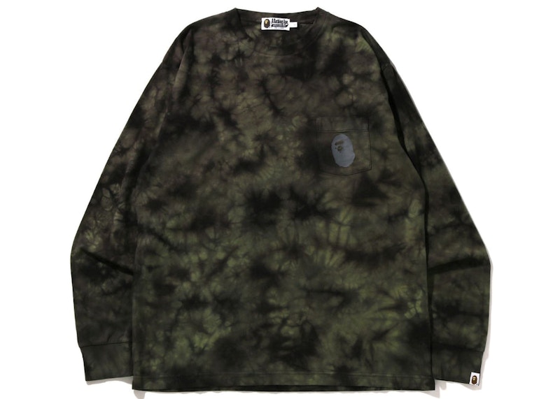 BAPE Tie Dye One Point Pocket Relaxed Fit L/S Tee Black Men's - SS22 - US