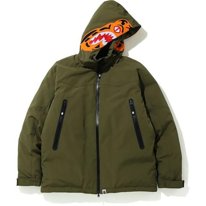 BAPE Tiger Hoodie Down Jacket Olivedrab Men's - FW20 - US
