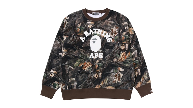 BAPE Tree Edge Camo College Relaxed Fit II Crewneck Sweatshirt Brown 男装 ...