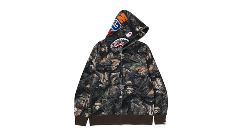 BAPE Tree Edge Camo Shark Full Zip Hoodie Brown Men's - FW25 - US