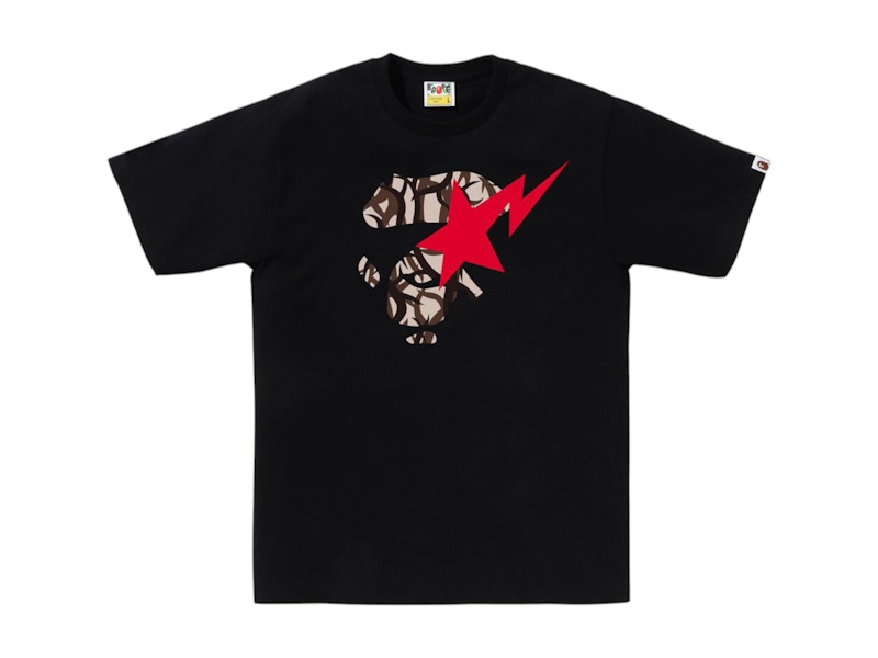 BAPE Trial Camo Ape Face Sta Tee Black/Beige Men's - SS25 - US