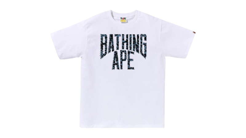 BAPE Wild Leopard Pattern NYC Logo Tee White/Navy Men's - SS25 - US