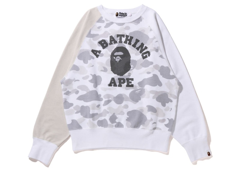 BAPE Women's Crazy Color Camo Raglan Crewneck White - SS22 - US