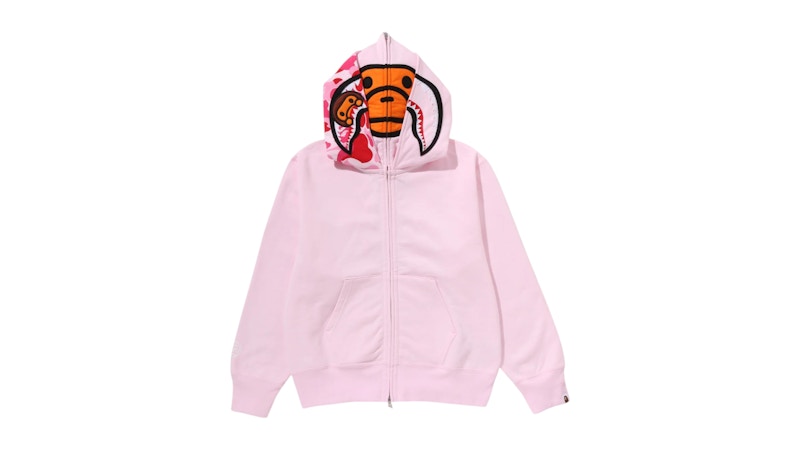 BAPE Women's Milo Shark Full Zip Double Hoodie Hoodie (Silver Font Milo ...