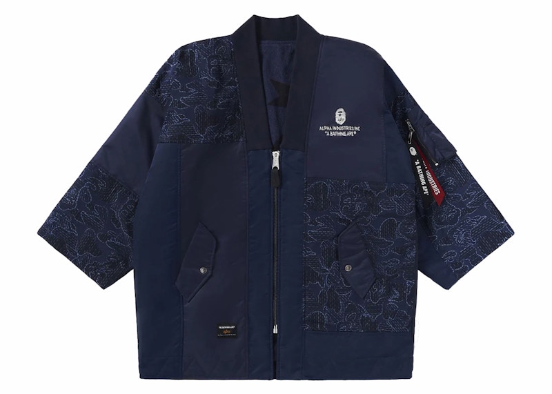 BAPE x Alpha Industries Reversible Kimono Jacket Navy Men's - FW23 - US