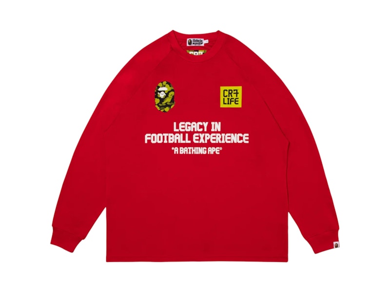 BAPE x CR7 Life Multi Logo Relaxed Fit LS Football Jersey Red 남성 - KR