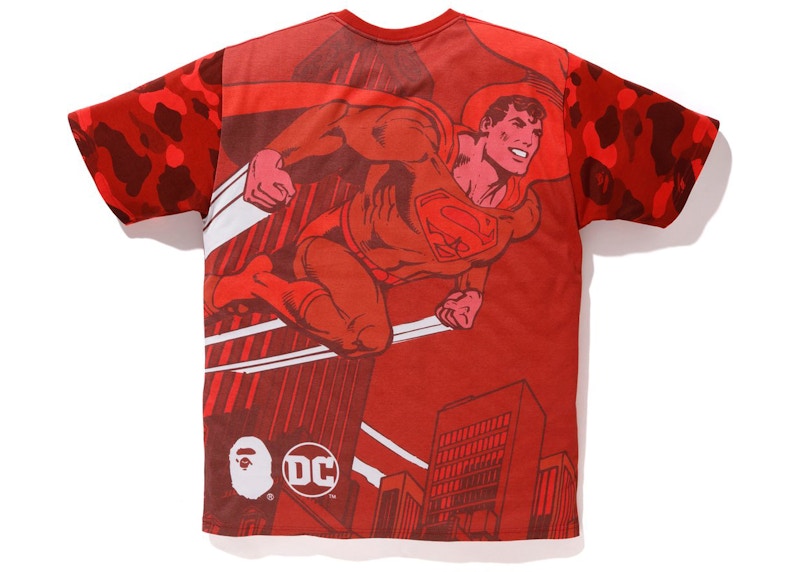 BAPE x DC Superman Color Camo Tee Red Men's - FW20 - US