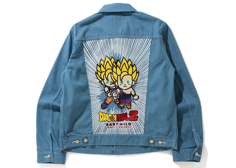 BAPE x Dragon Ball Z Baby Milo Big Ape Head Denim Jacket Light Indigo ...