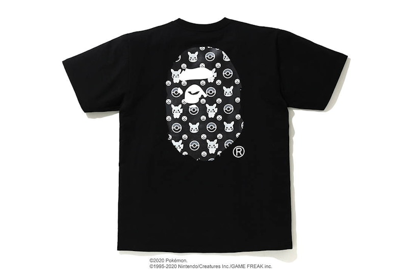 BAPE x Pokemon Monotone Ape Head Tee #1 Black Men's - FW20 - US